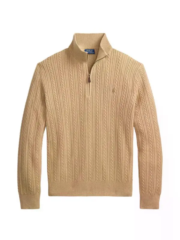 Polo Ralph Lauren Cable-knit Quarter-zip Sweater - Neutrals