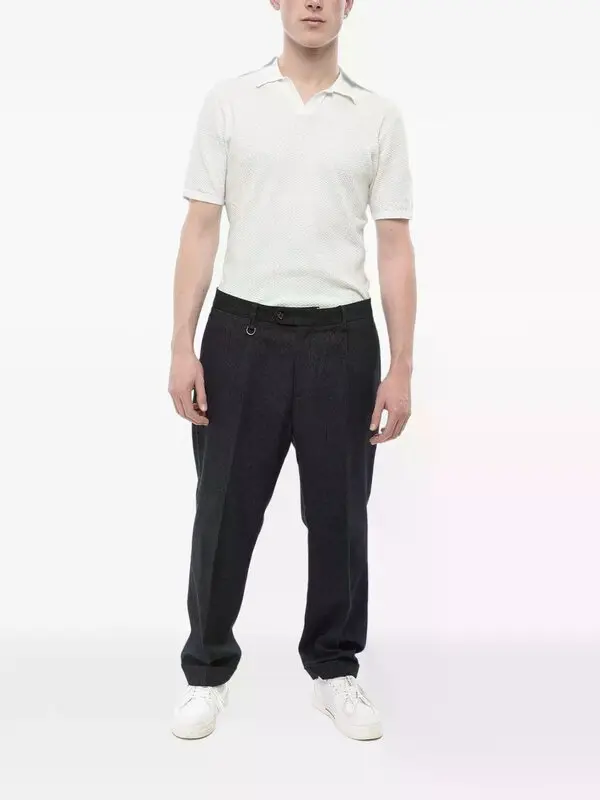 PAOLO PECORA Pleated Turn-up Trousers - Grey