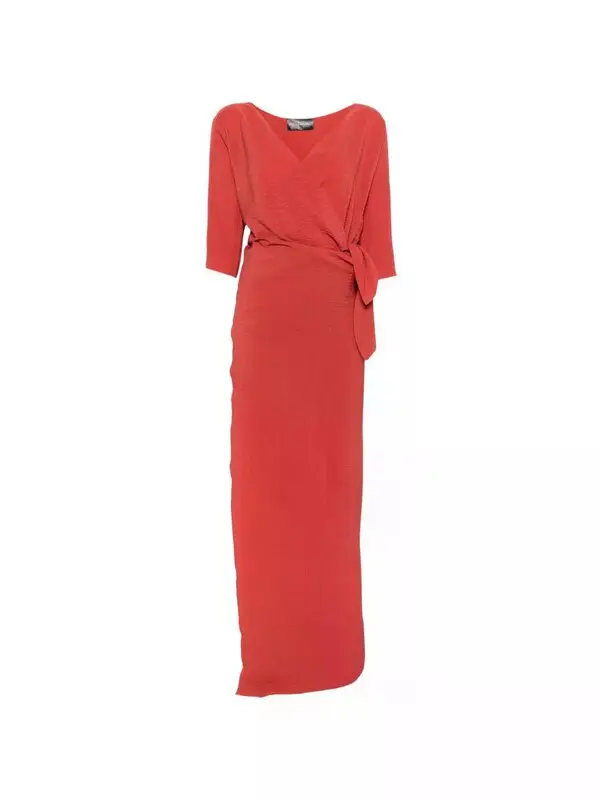 CORTANA Genara Wrap-style Tied-waist Maxi Dress - Red