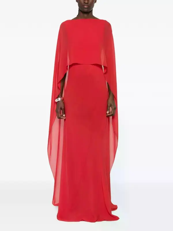 CORTANA Galea Cape-style Draped Maxi Dress - Red