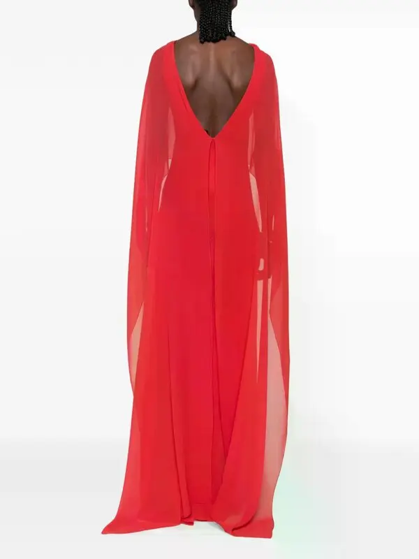 CORTANA Galea Cape-style Draped Maxi Dress - Red