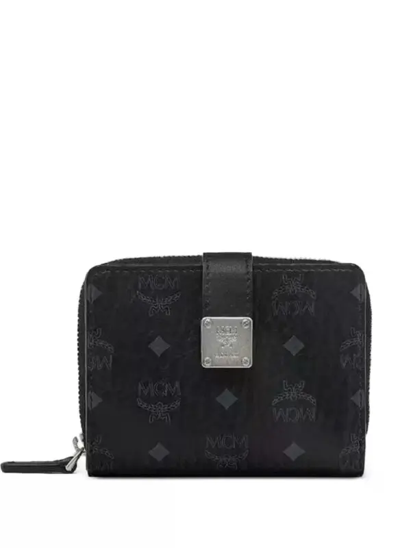 Mcm Visetos-print Logo-plaque Wallet - Black