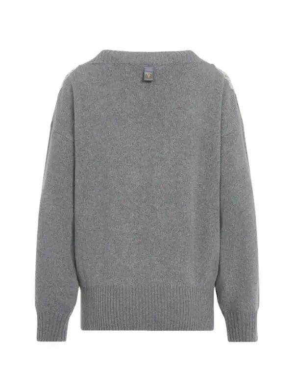 Alberta Ferretti Lace-trim V-neck Sweater