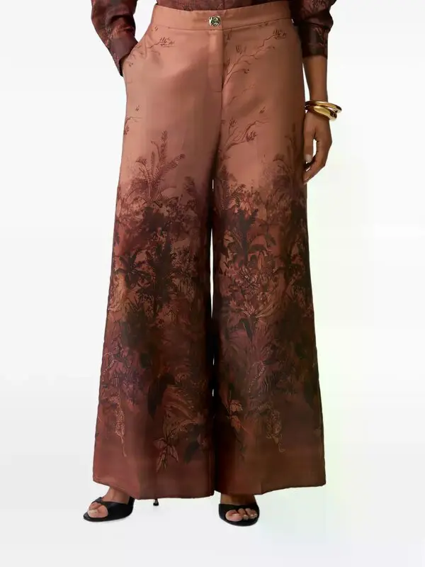 Liu Jo Printed Twill Palazzo Pants - Brown
