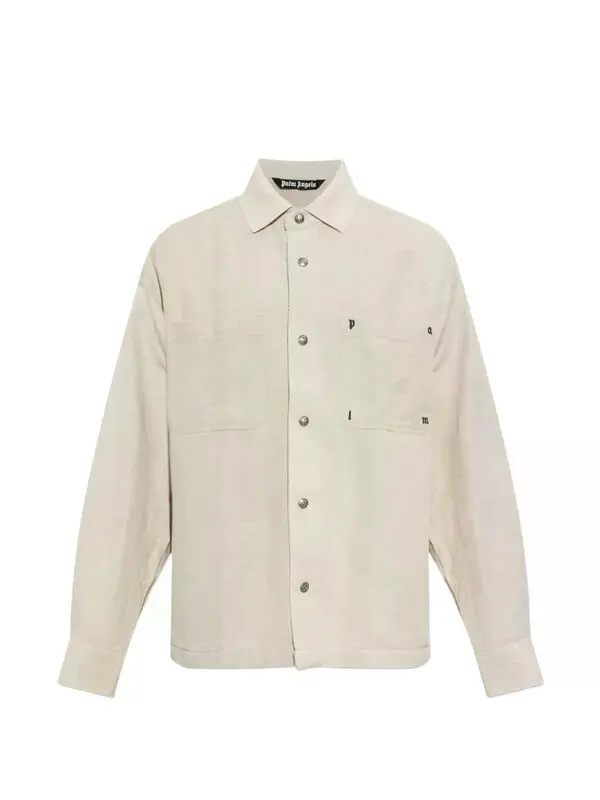 Palm Angels Logo-embroidered Patch-pocket Shirt - Neutrals