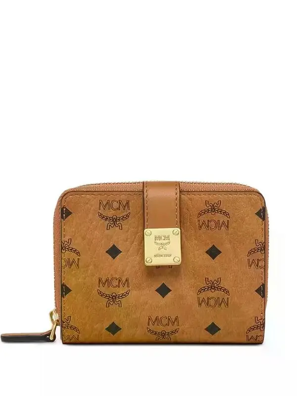 Mcm Visetos-print Logo-plaque Wallet - Brown
