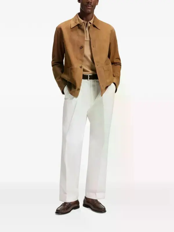 BOSS Suede Button-up Leather Jacket
