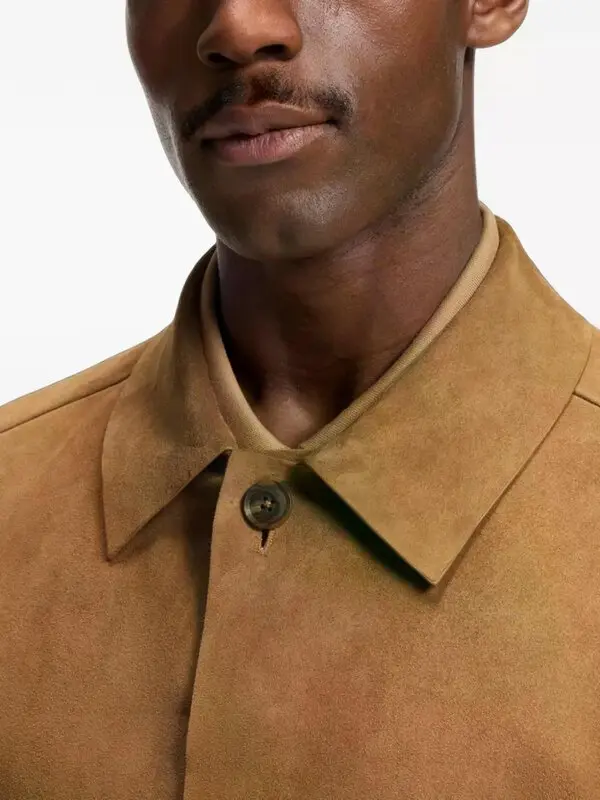 BOSS Suede Button-up Leather Jacket