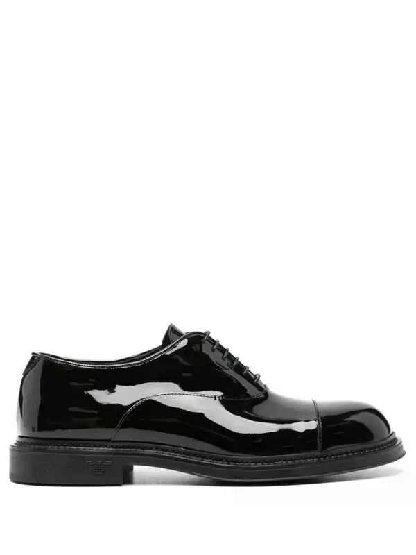 Emporio Armani Patent-leather Oxford Shoes - Black