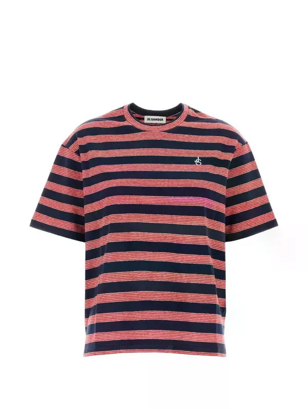 JIL SANDER Logo-embroidered Striped T-shirt - Blue