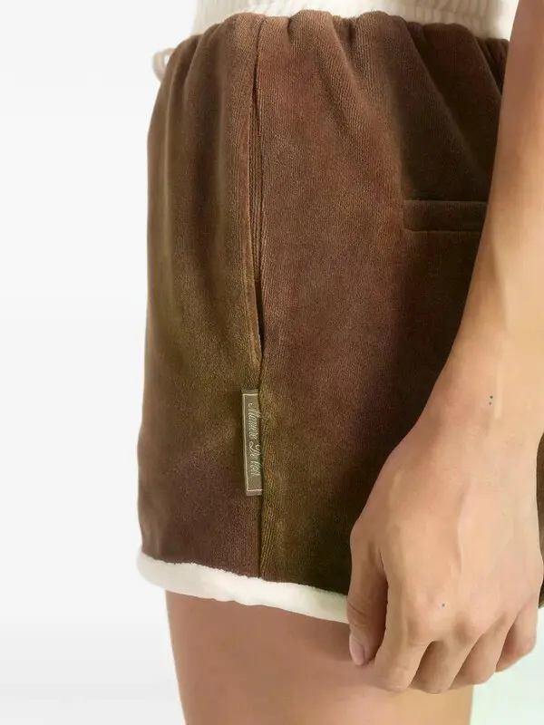 Manière De Voir Contrast Velour Mini Shorts - Brown