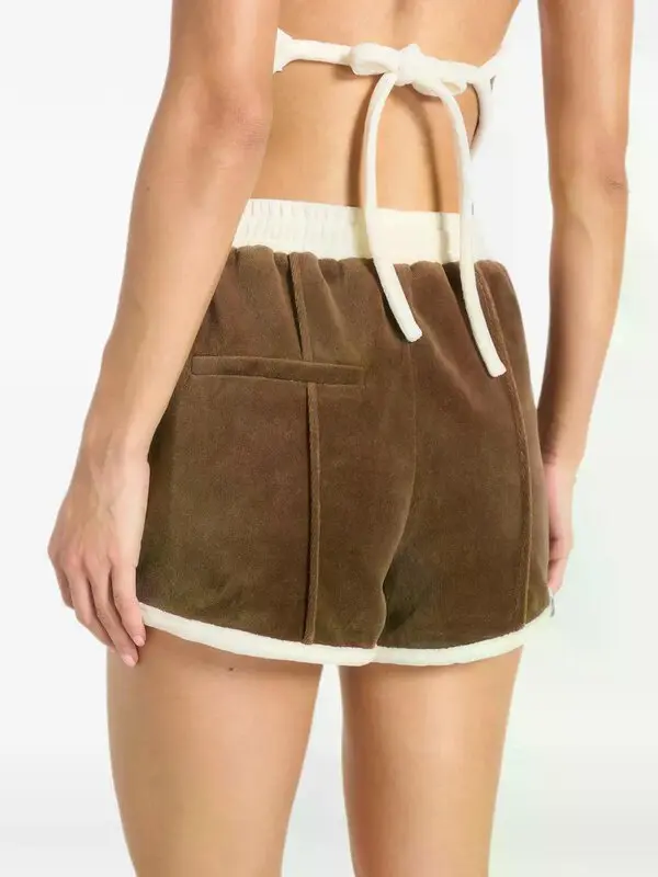 Manière De Voir Contrast Velour Mini Shorts - Brown