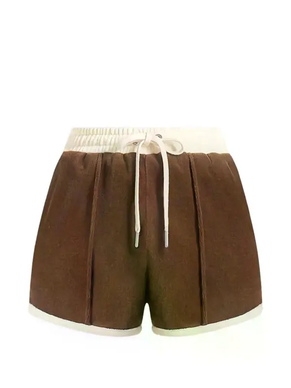 Manière De Voir Contrast Velour Mini Shorts - Brown
