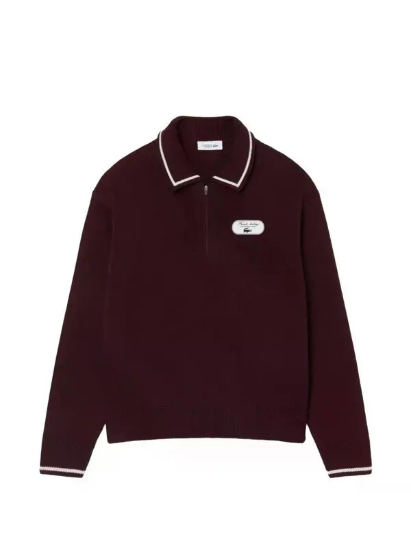 Lacoste Zipped Polo Collar Sweater - Red