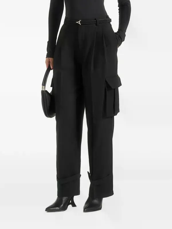 Manière De Voir Danielle Tailored Pleated Cargo Trousers - Black