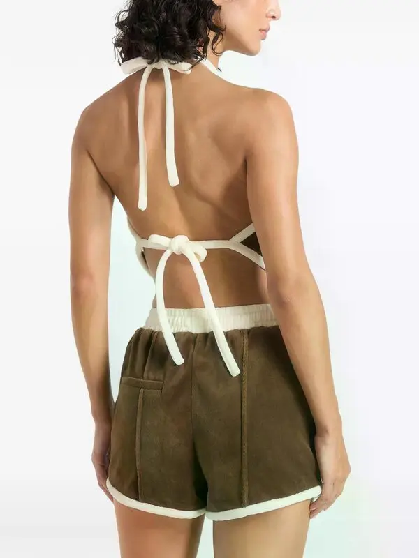 Manière De Voir Contrast Velour Halter Top