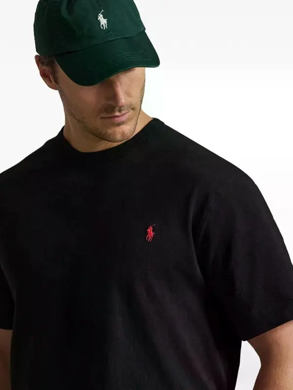 Polo Ralph Lauren Embroidered Logo-print T-shirt - Black