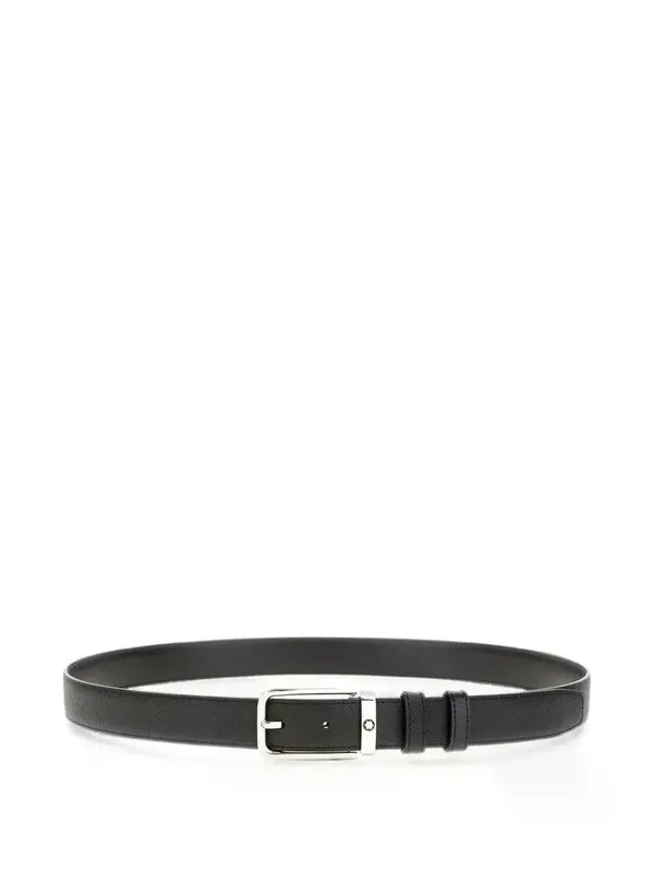 Montblanc Reversible Textured Calf Leather Belt - Black
