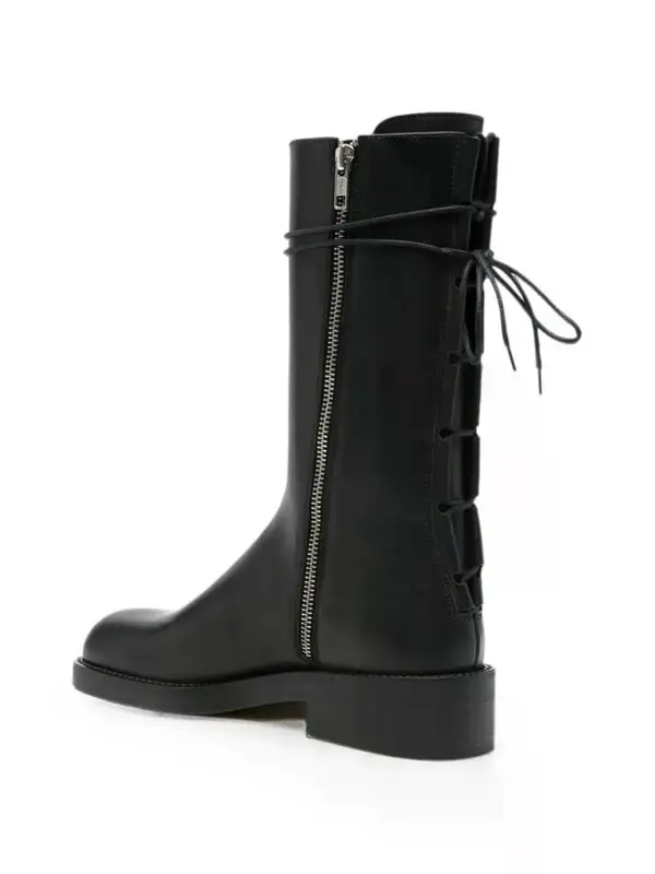 ANGELICA MONTINI Lace-up Leather Boots - Black