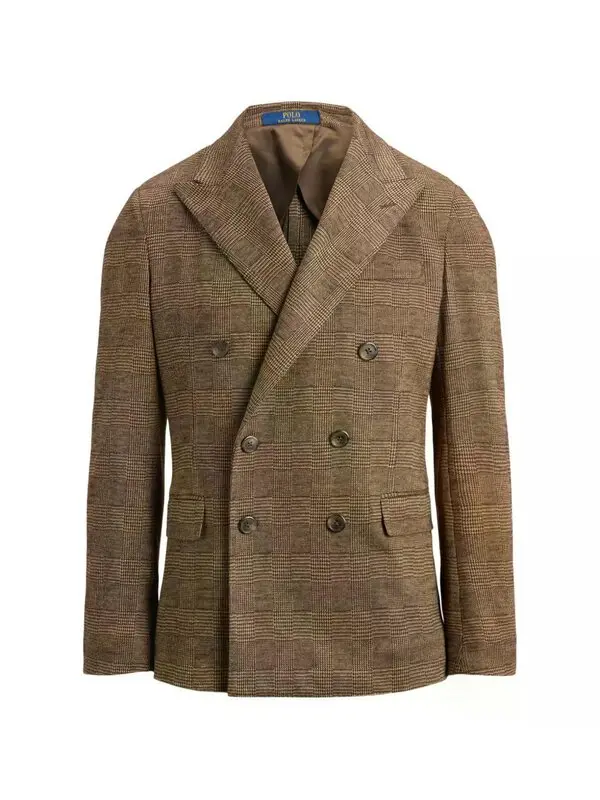 Polo Ralph Lauren Polo Soft Double-breasted Check Jacket - Brown