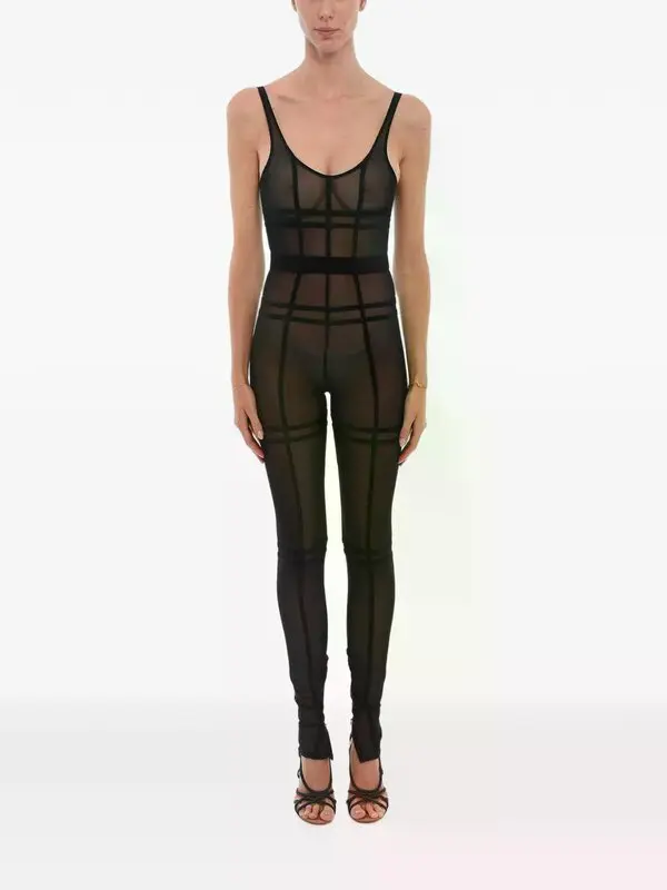 David Koma Sheer-panelled Sleeveless Jumpsuit - Black