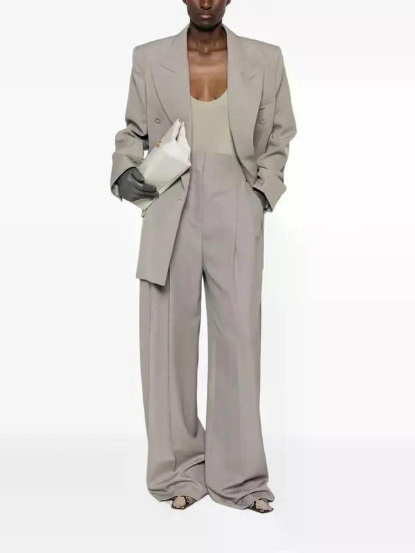 MUGLER Pleated Wide-leg Trousers - Grey