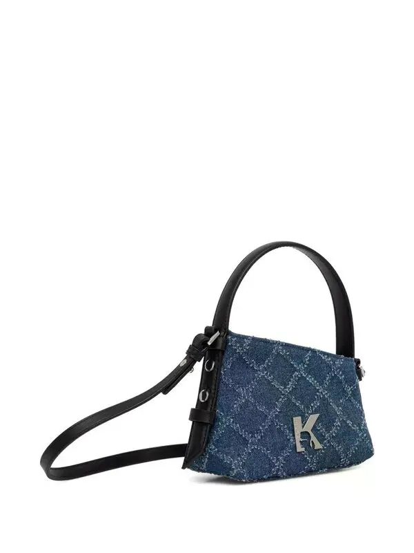 Karl Lagerfeld Logo Plaque Quilted Denim Crossbody Bag