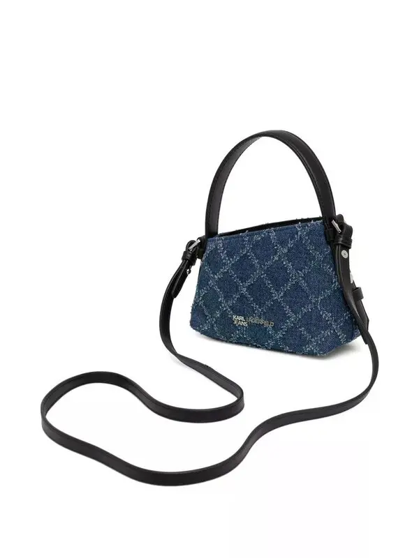 Karl Lagerfeld Logo Plaque Quilted Denim Crossbody Bag