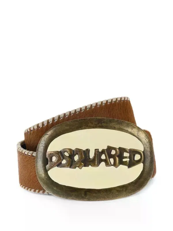 Dsquared2 Logo-buckle Calf Hair Belt - Brown