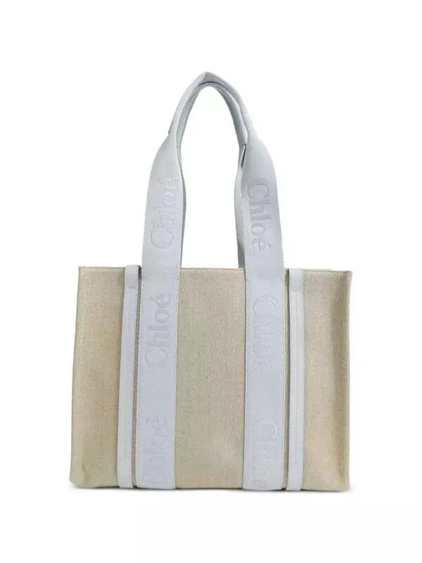 Chloé Woody Logo-embroidered Tote Bag - Neutrals