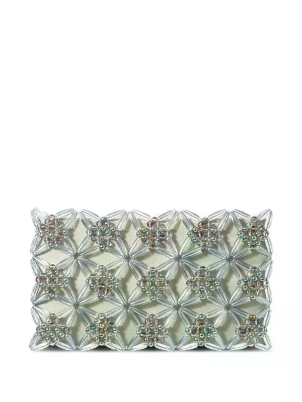 0711 TBILISI Rhea Bead-embellished Clutch Bag - Grey
