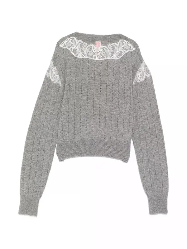 FETICO Hairy-lace Panelled Crop Sweater