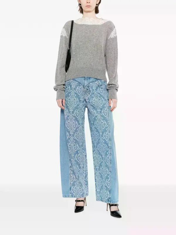 FETICO Hairy-lace Panelled Crop Sweater