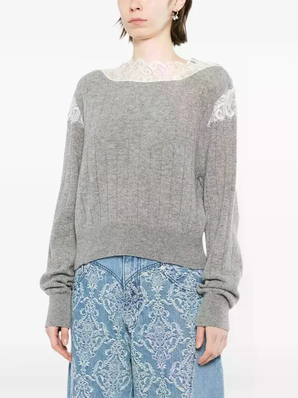 FETICO Hairy-lace Panelled Crop Sweater