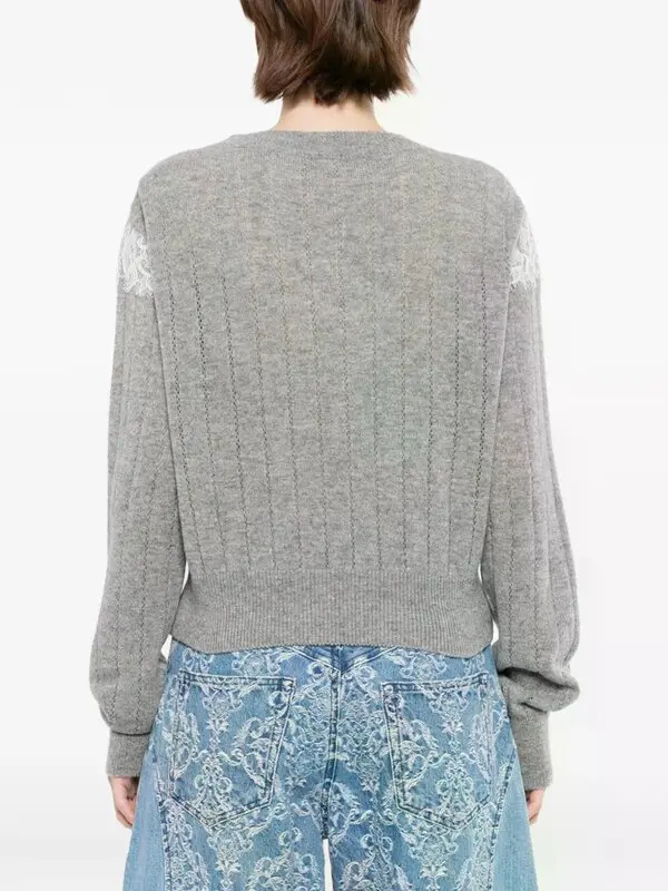 FETICO Hairy-lace Panelled Crop Sweater