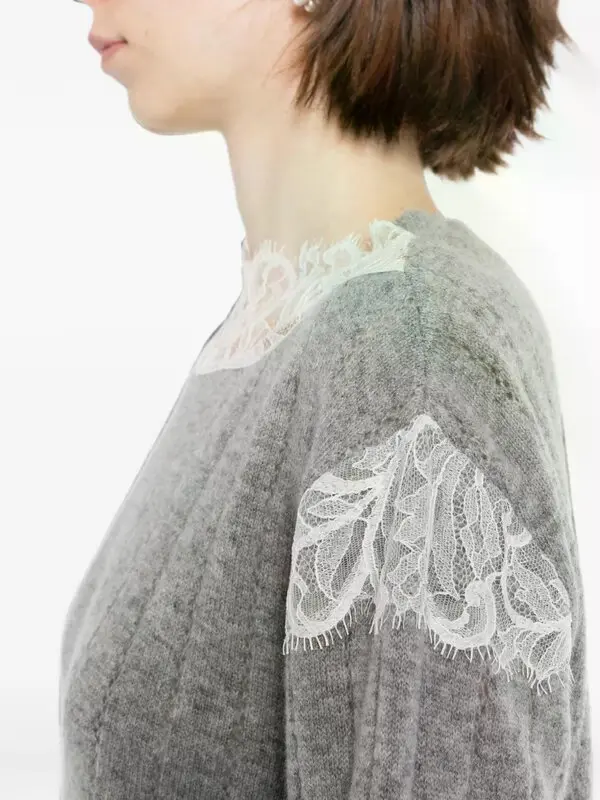 FETICO Hairy-lace Panelled Crop Sweater