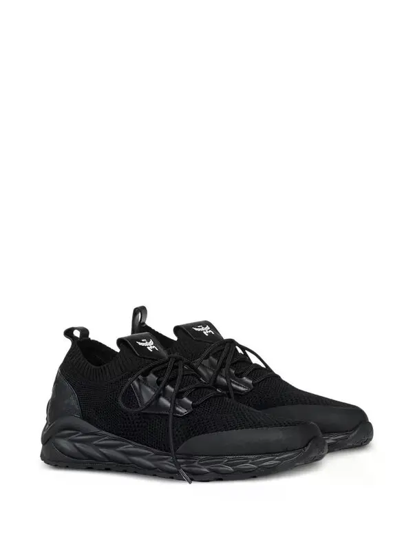 Mcm Logo-patch Knit Sneakers - Black