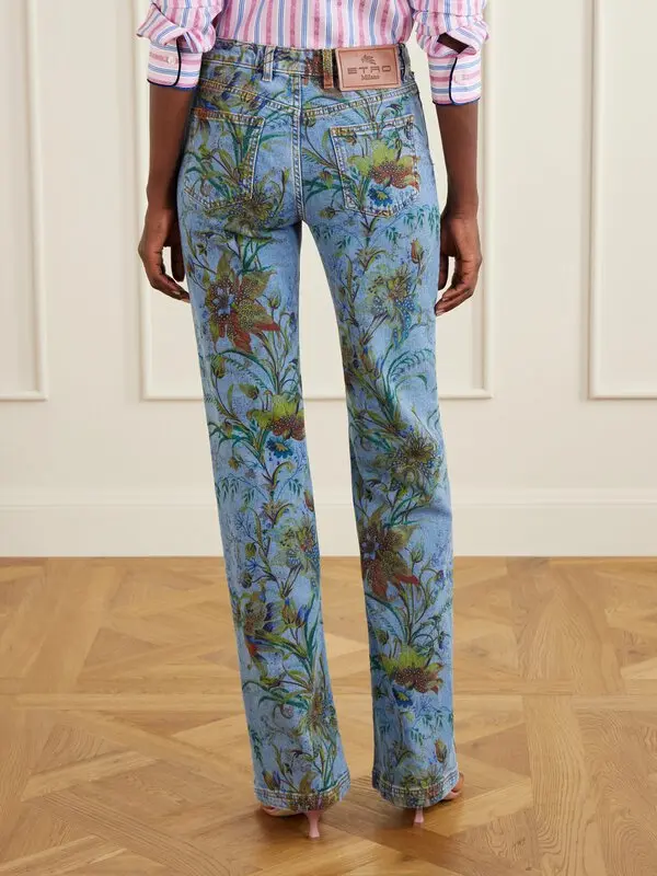 Etro Floral-print High-rise Straight-leg Jeans