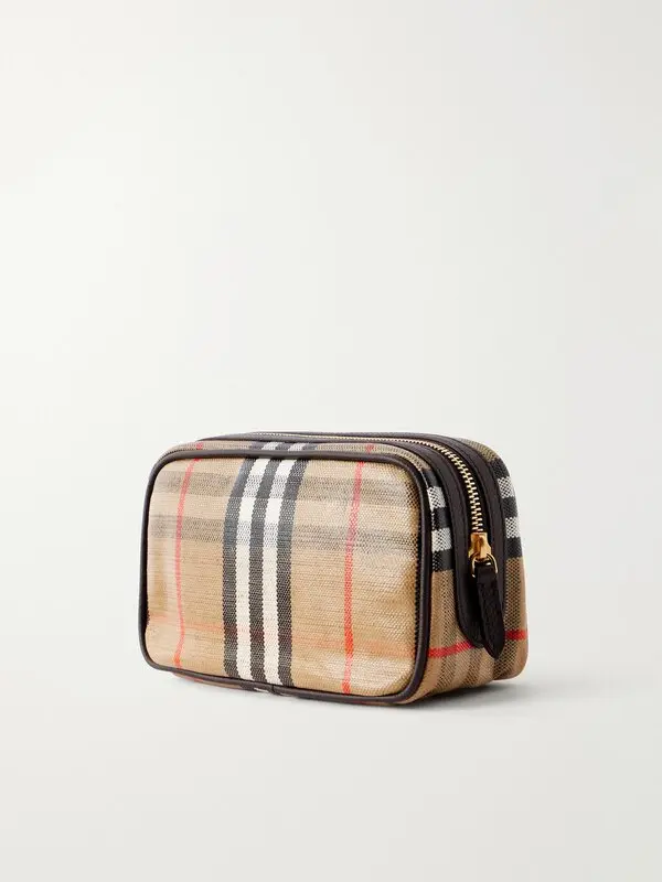 Burberry Leather-trimmed Checked Coated-canvas Pouch