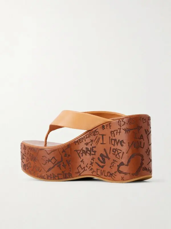 Chloé Leather Platform Thong Sandals