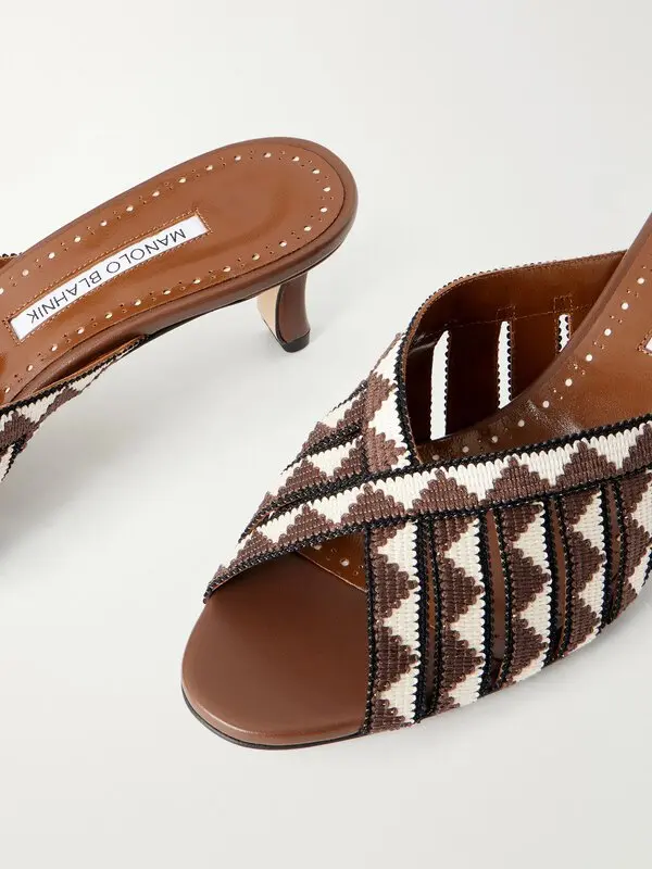 Manolo Blahnik Woven Leather Mules