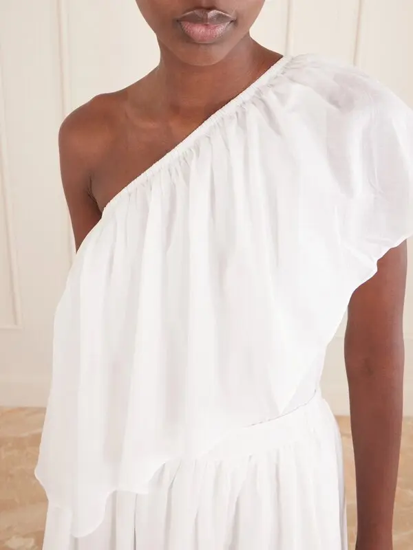 Rosie Assoulin Wedge One-shoulder Ruffled Cotton-voile Blouse