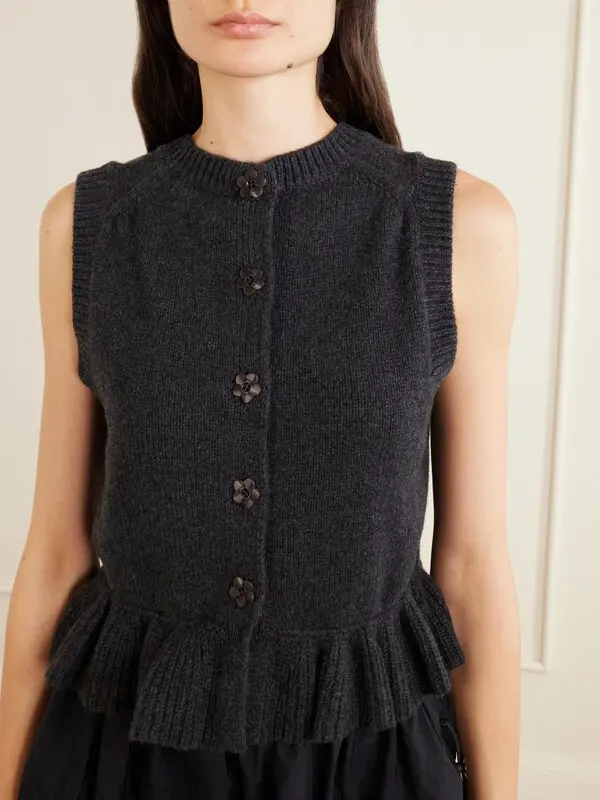 Cecilie Bahnsen Ruffled Sweater Vest - Gray