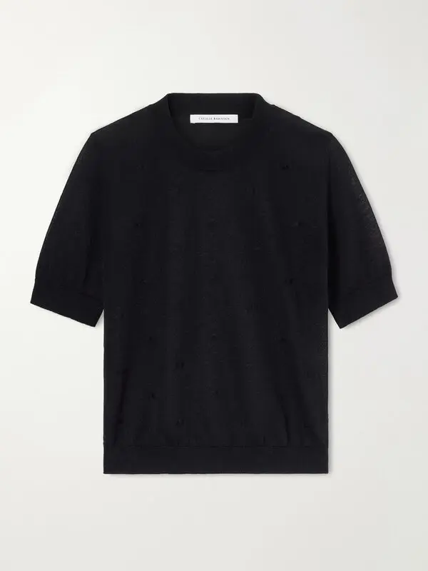 Cecilie Bahnsen Cbfillo Embroidered Knitted Ramie Blouse - Black