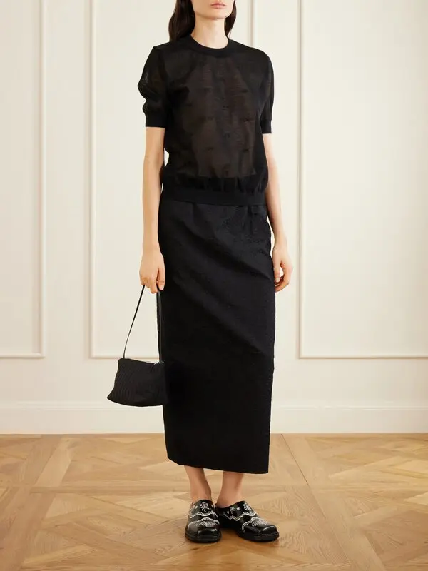 Cecilie Bahnsen Embroidered Ramie Blend Knit Top