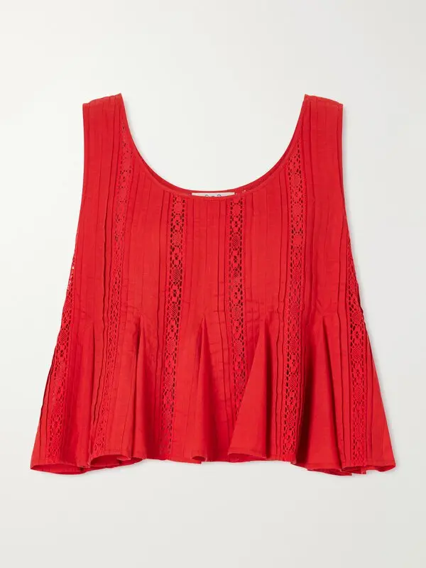Sea Pippa Embroidered Cotton Tank - Red