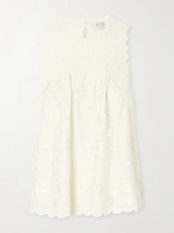 Sea Alina Lace-embroidered Satin Blouse - Neutrals