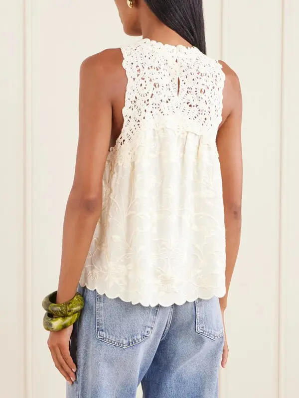 Sea Alina Embroidered Lace Yoke Blouse