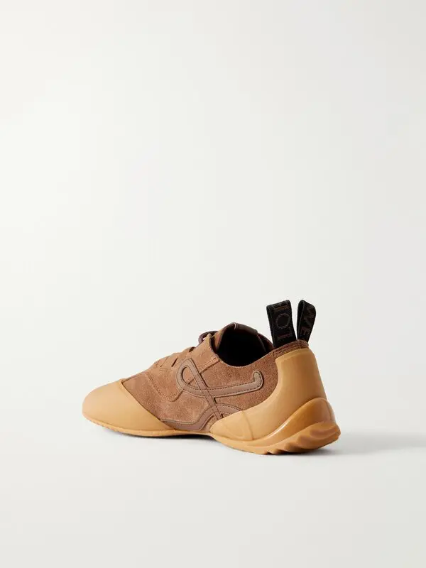 Loewe Grip Logo-appliquéd Leather-trimmed Suede And Tpu Sneakers - Brown