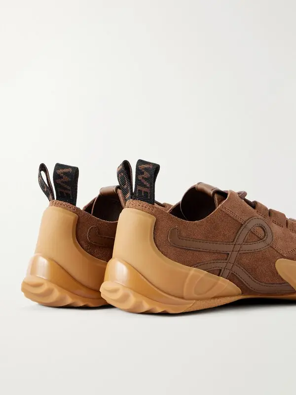 Loewe Grip Logo-appliquéd Leather-trimmed Suede And Tpu Sneakers - Brown